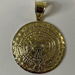 Jewelry | 1k Gold Aztec Calendar Pendant | Poshmark